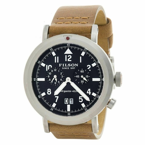 Filson | Accessories | Filson Scout Dual Time Mens Watch 45mm Leather ...